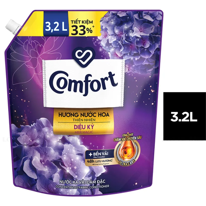 Nước Xả Vải Comfort Hương Nước Hoa Thiên Nhiên Diệu Kỳ Túi 3.2L
