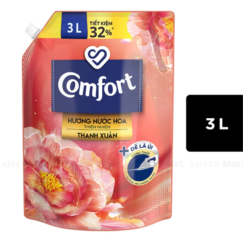 Nước Xả Vải Comfort Chống Nhăn Hương Nước Hoa Thiên Nhiên Thanh Xuân Túi 3L