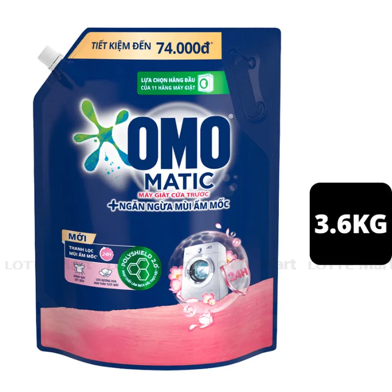Nước Giặt Omo Matic Cửa Trước Ngăn Ngừa Mùi Ẩm Mốc Túi 3.6kg