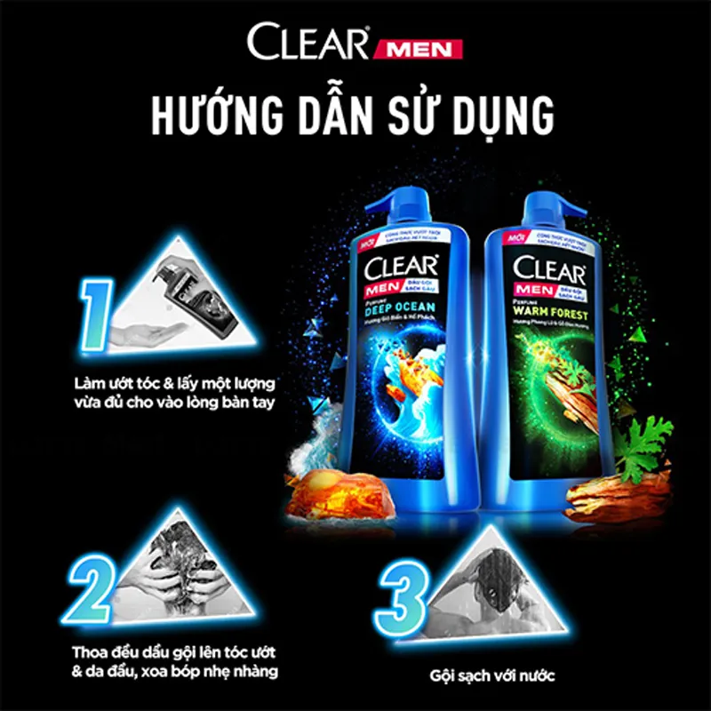 Dầu Gội Clear Men Sạch Gàu Hương Gió Biển & Hổ Phách Chai 600g