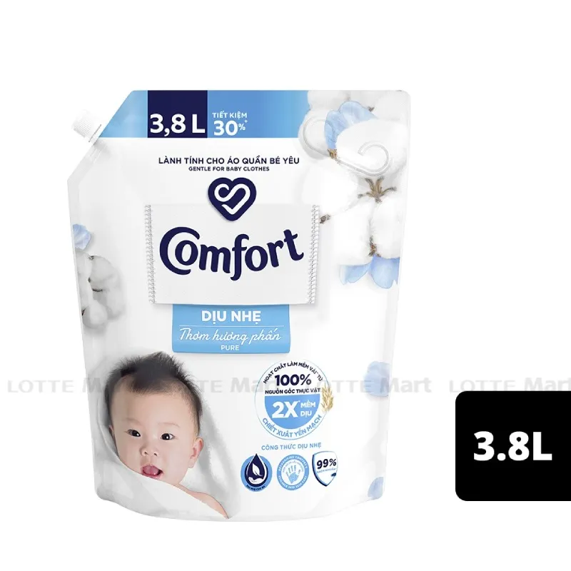 Nước Xả Vải Comfort Baby 1 Lần Xả Hương Phấn Thơm Túi 3.8L
