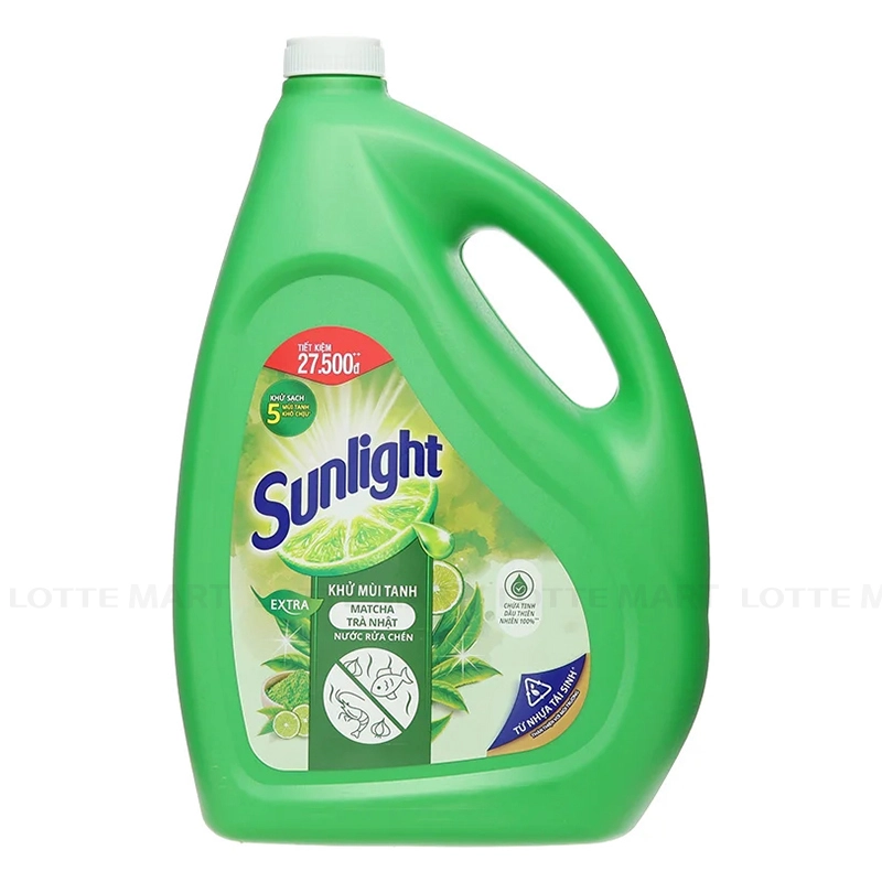 Nước Rửa Chén Sunlight Khử Mùi Tanh Hương Matcha Trà Nhật Can 3.6kg