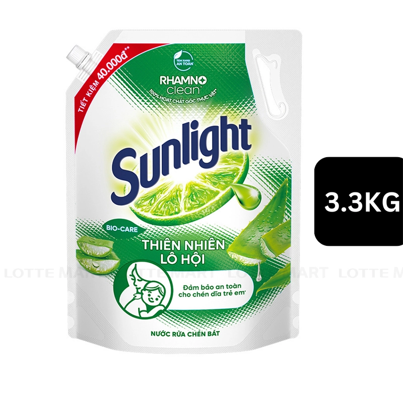 Nước Rửa Chén Sunlight Thiên Nhiên Hương Lô Hội Túi 3.3kg