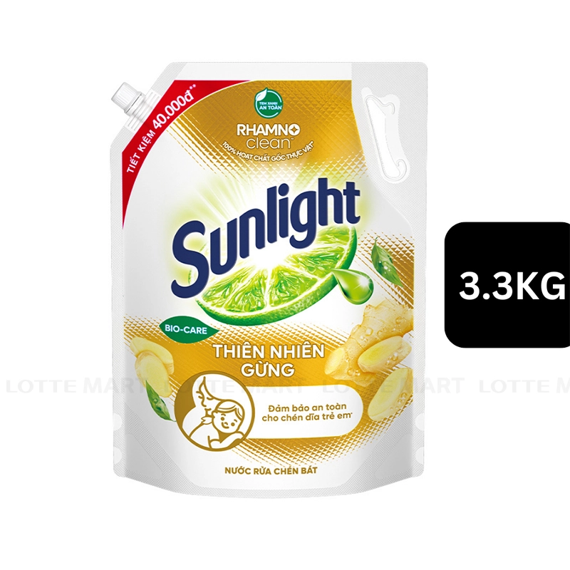 Nước Rửa Chén Sunlight Thiên Nhiên Hương Gừng Túi 3.3kg