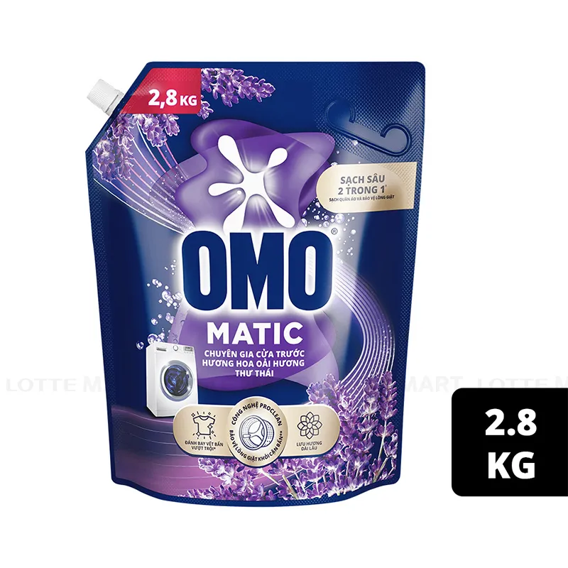 Nước Giặt Omo Matic Cửa Trước Khử Mùi Hoa Oải Hương 2.8kg