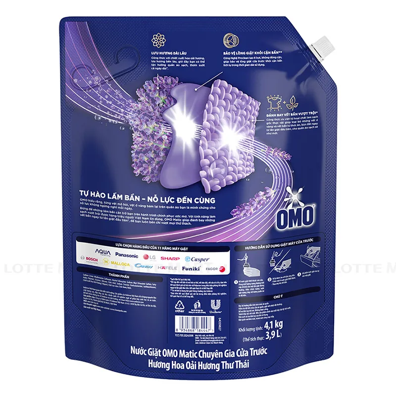 Nước Giặt Cửa Trước Omo Matic Comfort Hương Oải Hương Thư Thái Túi 4.1kg