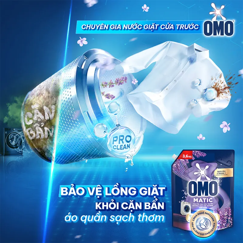 Nước Giặt Cửa Trước Omo Matic Comfort Hương Oải Hương Thư Thái Túi 4.1kg
