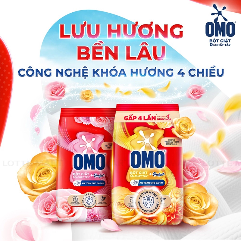 Bột Giặt OMO Hương Hoa Hồng Pháp Ngọt Ngào Túi 5.1kg