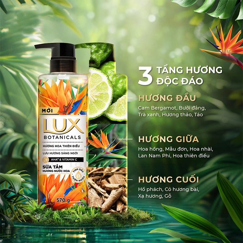 Hộp Quà Sữa Tắm Lux Hương Hoa Thiên Điểu 570g