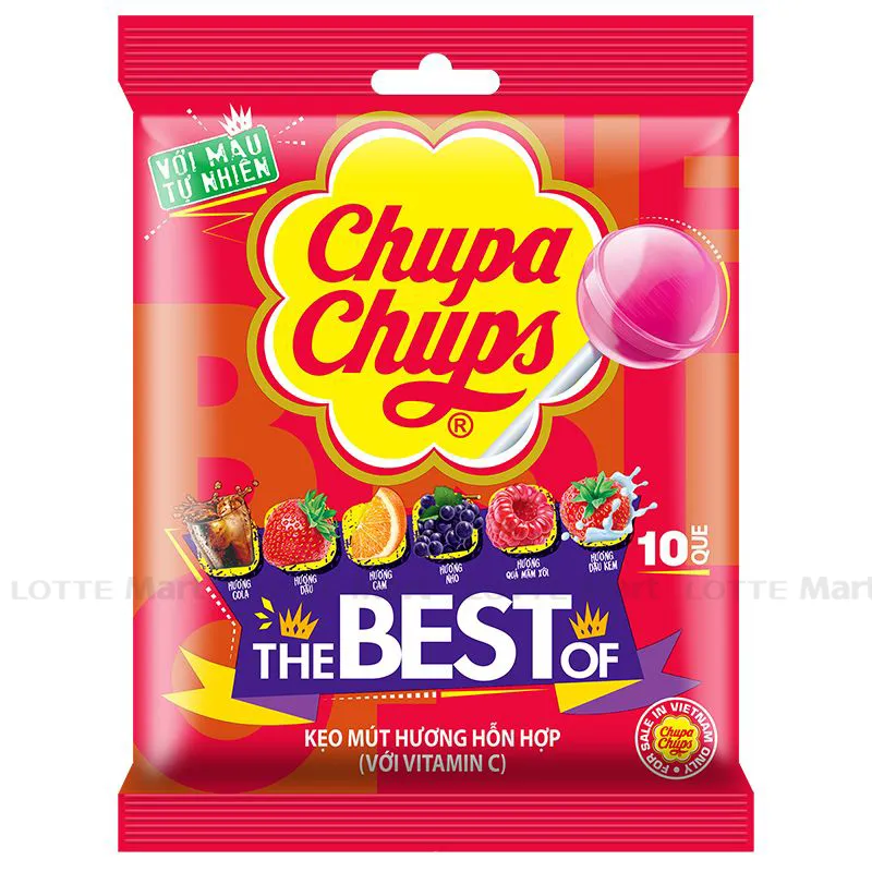 Kẹo Mút Chupa Chups Hương Trái Cây Hỗn Hợp Gói 100g (10 Cây)