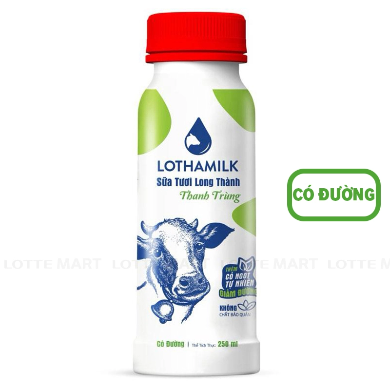 Sữa Tươi Thanh Trùng Lothamilk Có Đường Chai 250ml