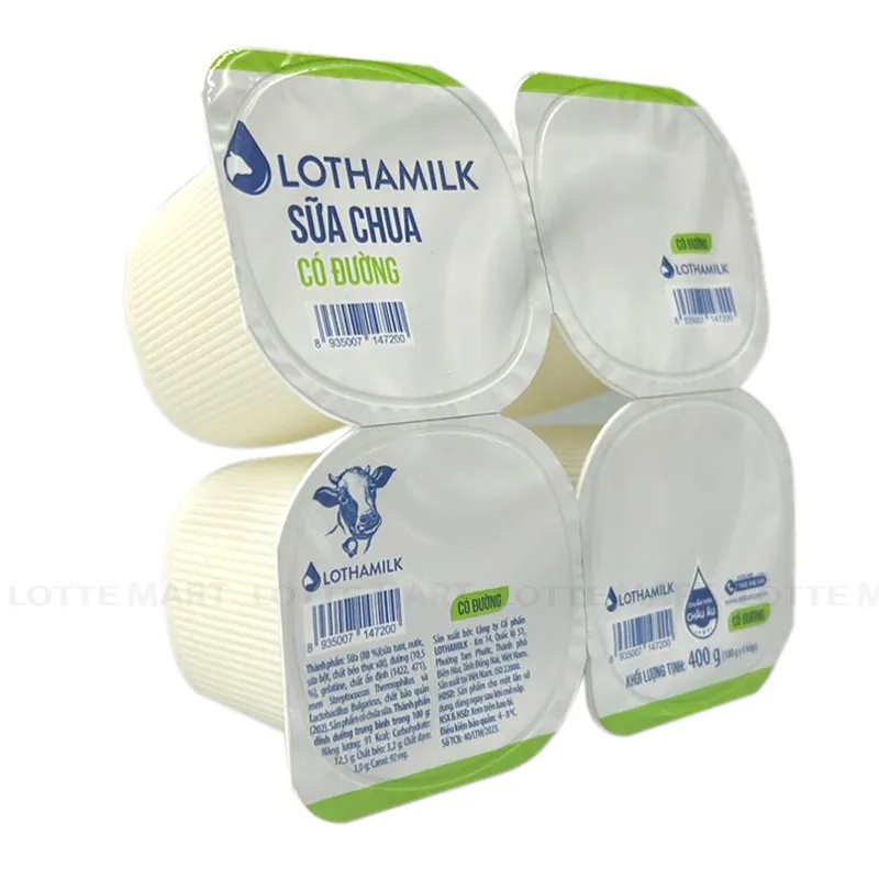 Sữa Chua Lothamilk Có Đường Lốc 4 Hũ 100G