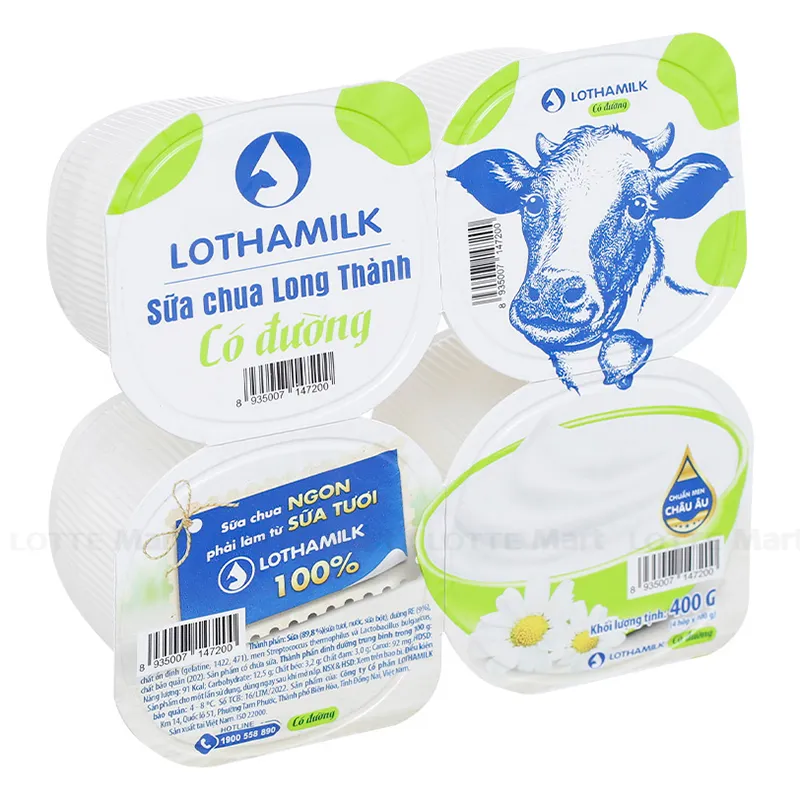 Sữa Chua Lothamilk Có Đường Lốc 4 Hũ 100G