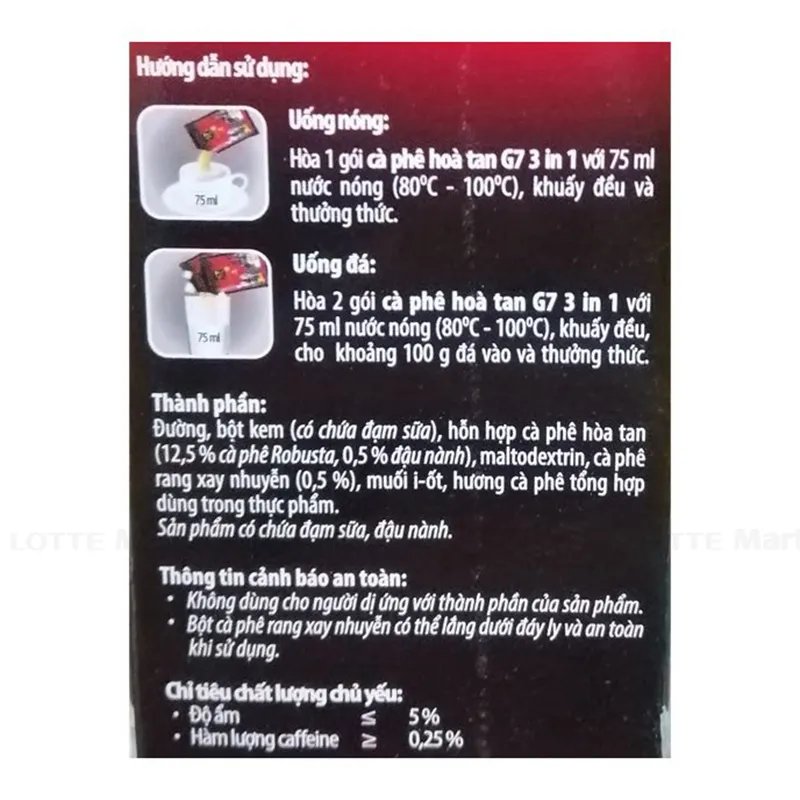 Cà Phê Sữa Hòa Tan G7 3 Trong 1 Hộp 336G (16G x 21 Gói)