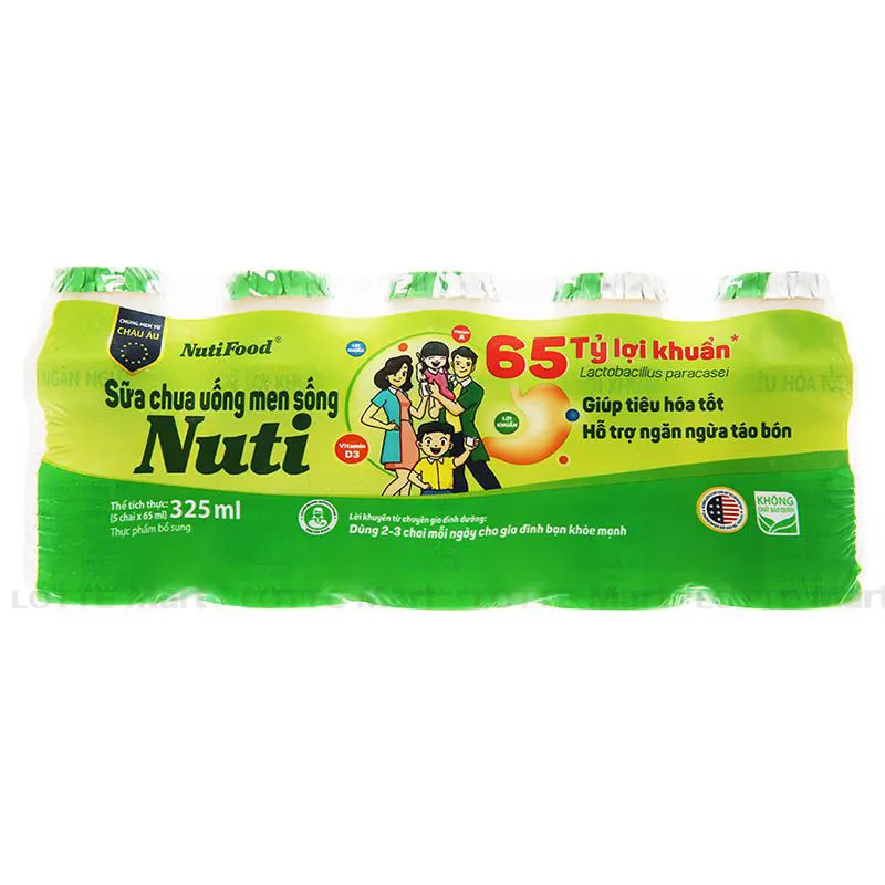 Sữa Chua Uống Nutifood Nuti Lốc 5 Chai 65ml
