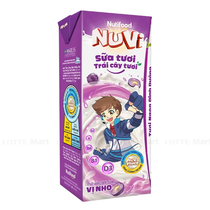 Sữa Trái Cây Nutifood NuVi Hương Nho Lốc 4 Hộp 180 ml