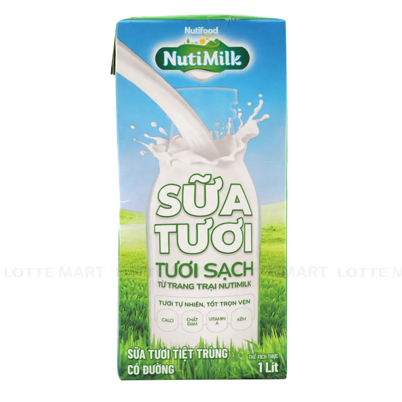 Sữa Tươi Tiệt Trùng Có Đường Nutimilk 100 Điểm Hộp 1L