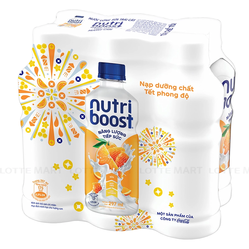Lốc 6 Chai Sữa Trái Cây Nutriboost Cam Mật Ong 297ml/Chai