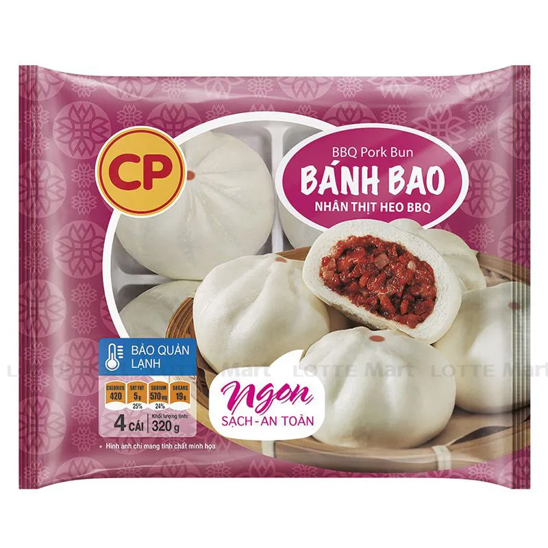 Bánh Bao CP Nhân Thịt Heo BBQ Gói 320G (4 Cái)