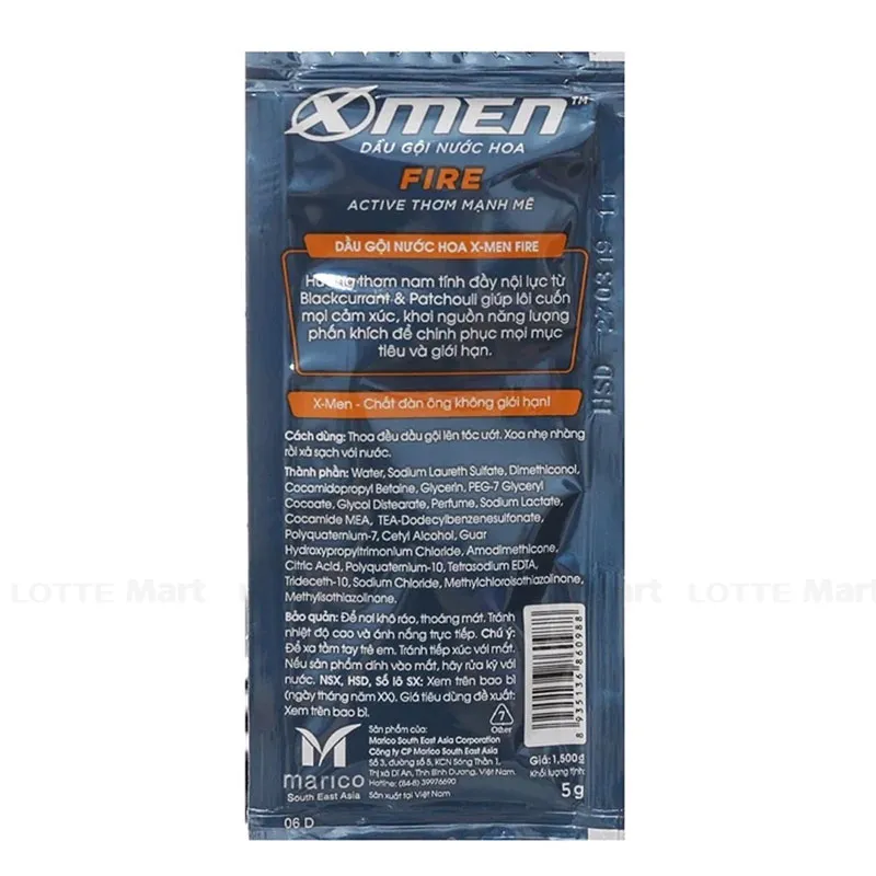 Dầu Gội X-Men Fire Active Thơm Mạnh Mẽ Gói 5g