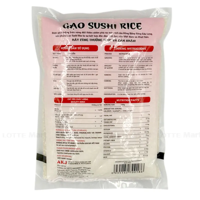 Gạo Sushi Angimex-Kitoku Túi 1KG