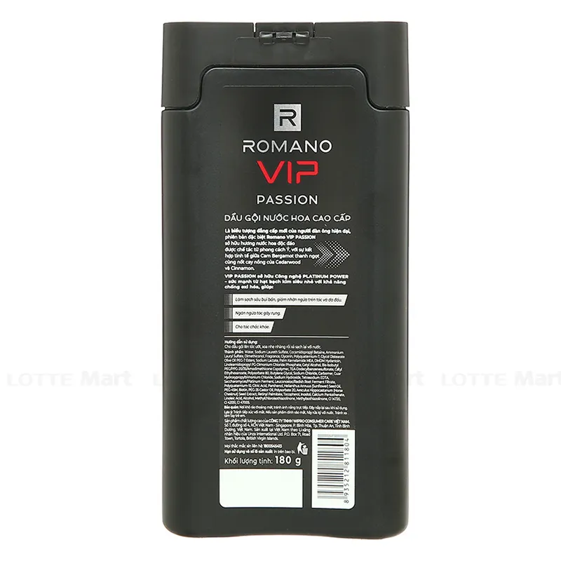 Dầu Gội Nước Hoa Romano Vip Chai 180g