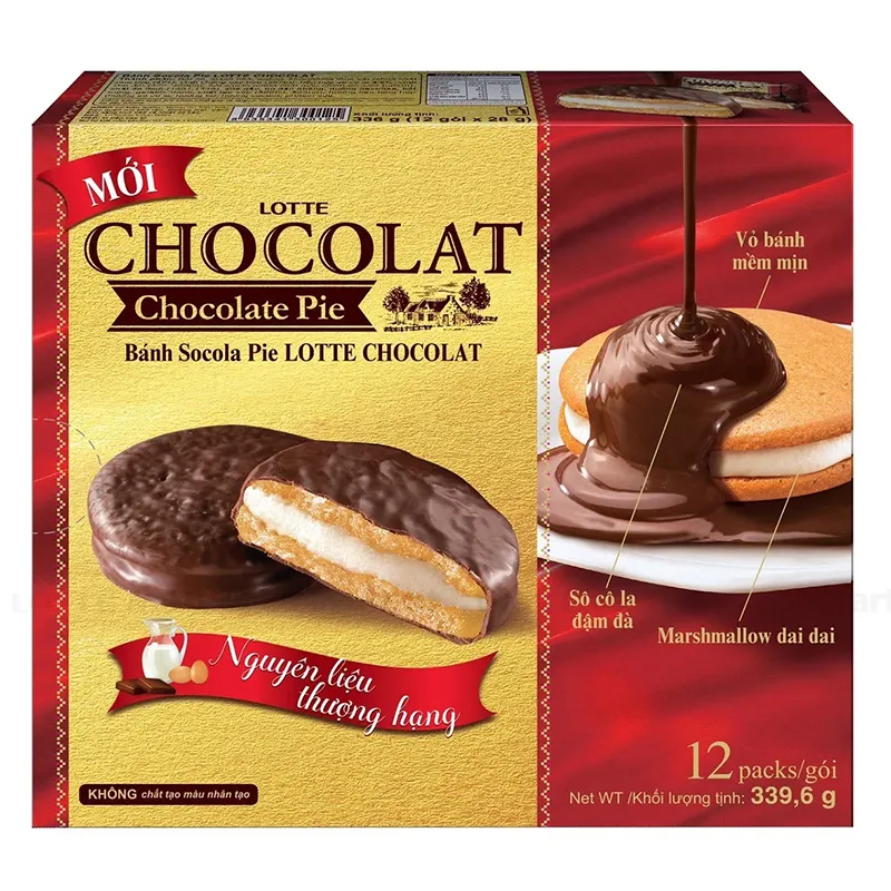Bánh Lotte Chocolat Socola Pie 12 Cái Hộp 339.6g