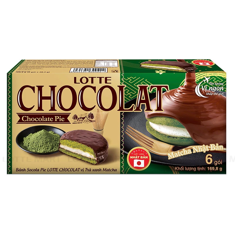 Bánh Socola Pie LOTTE CHOCOLAT Vị Trà Xanh Hộp 169.8G