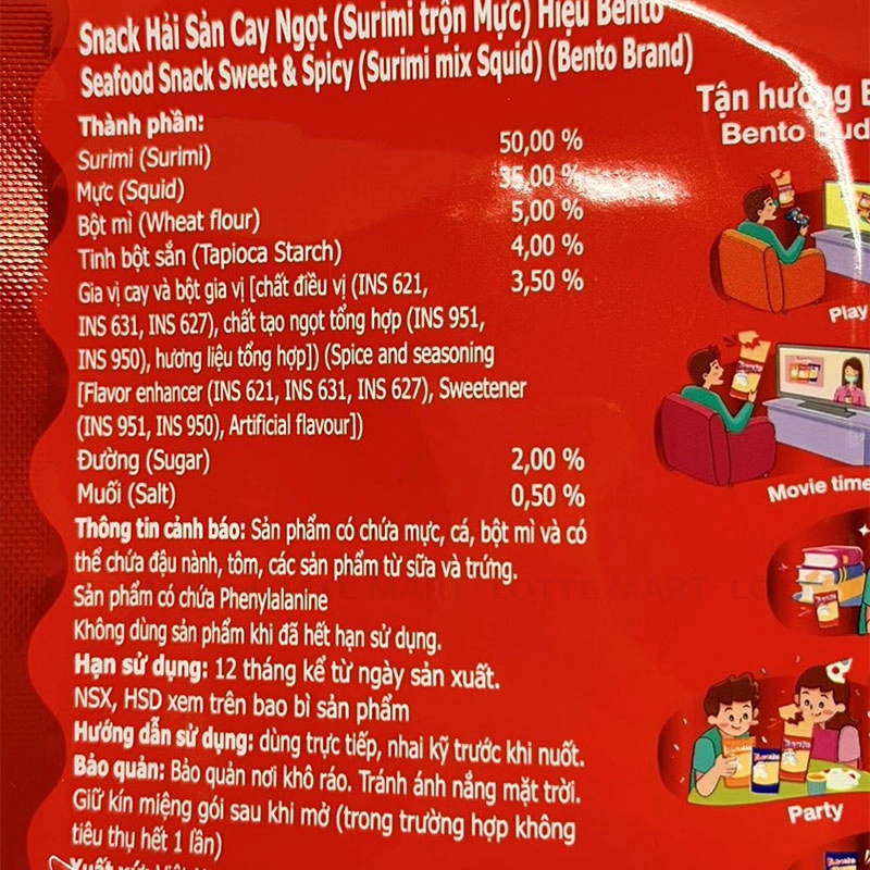 Snack Bento Vị Hải Sản Cay Ngọt Gói 22G