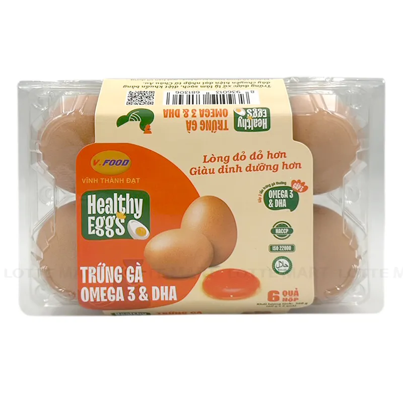 Trứng gà Vĩnh Thành Đạt Omega 3 + DHA hộp 6 quả 360g (ea)