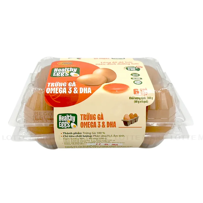 Trứng gà Vĩnh Thành Đạt Omega 3 + DHA hộp 6 quả 360g (ea)