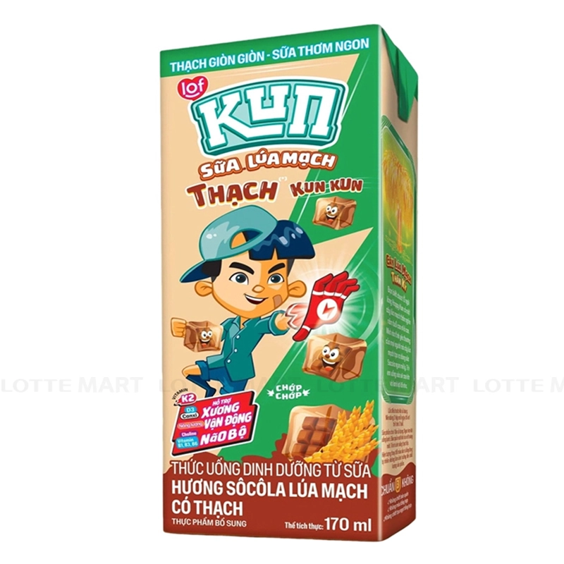 Sữa Tươi Tiệt Trùng Lúa Mạch Có Thạch Lof Kun Lốc 4 Hộp 170ml