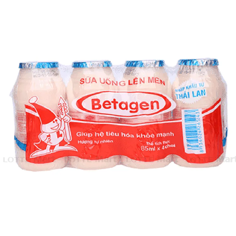 Sữa Uống Lên Men Betagen Hương Tự Nhiên Lốc 4 Chai 85ml