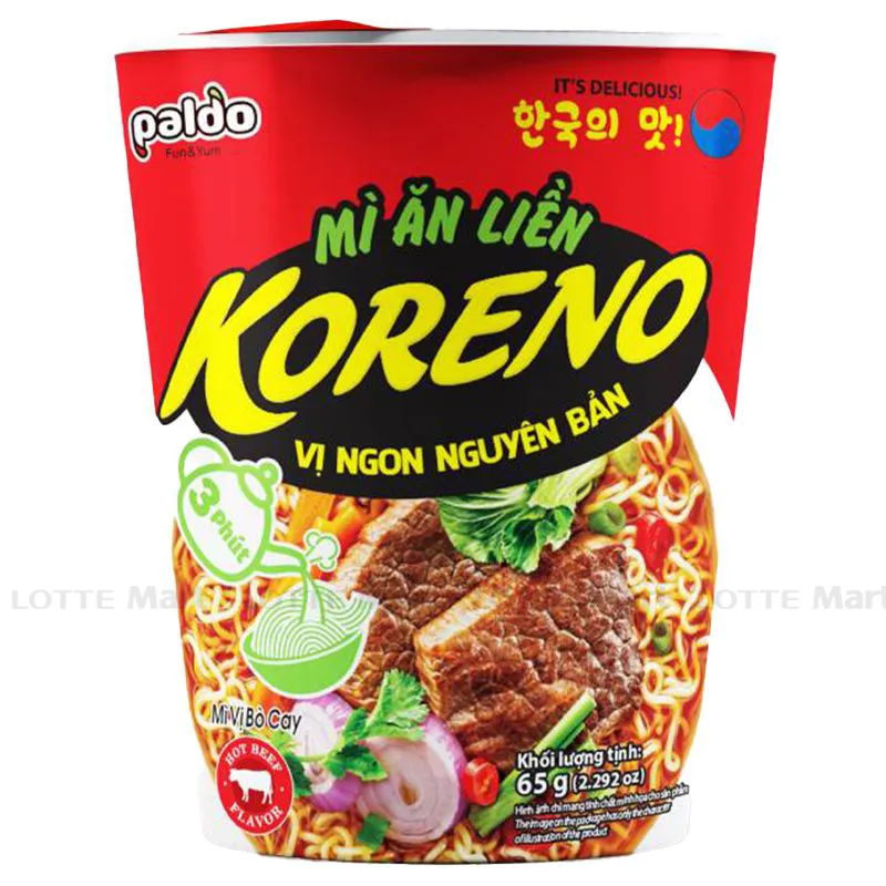 Mì Koreno Vị Bò Cay Ly 65G