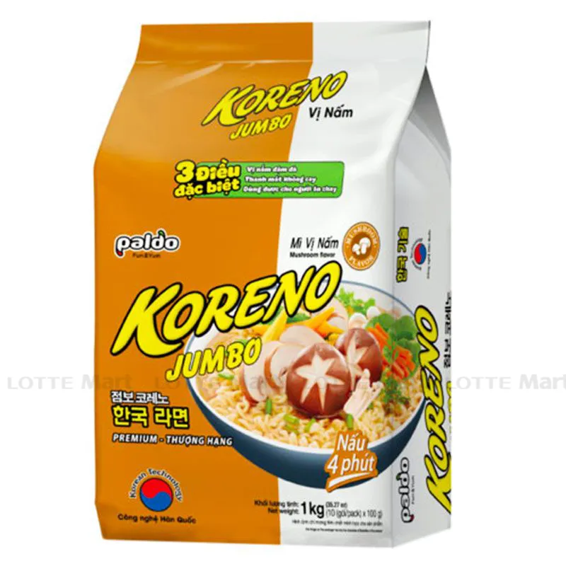 Mì Vị Nấm Koreno Jumbo 1KG (100G x 10 Gói)