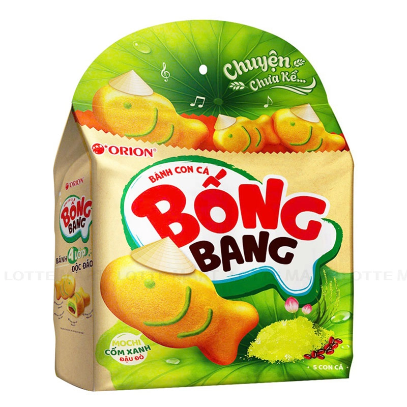 Bánh Cá Orion Bống Bang Mochi Cốm Xanh Đậu Đỏ Gói 145G