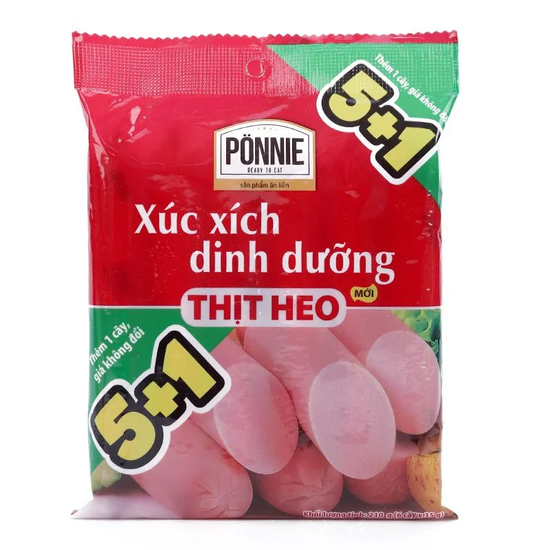Xúc Xích Tiệt Trùng Ponie Heo 35g x 5 Cây (Gói)