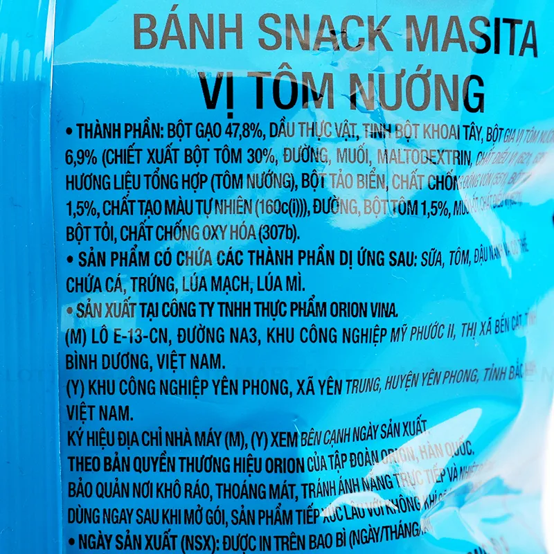 Snack Masita Vị Tôm Nướng Gói 60G