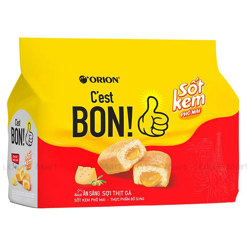 Bánh Ăn Sáng C'est Bon Kem Phô Mai Sợi Thịt Gà Gói 162.4g