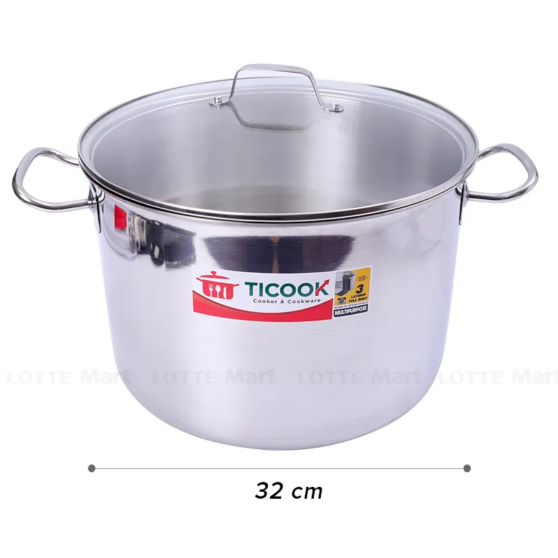 Nồi Soup Inox 304 3 Lớp Đáy Từ Ticook 32cm
