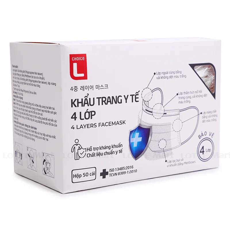 Khẩu Trang Y Tế Choice L 4 Lớp Hộp 50 Cái