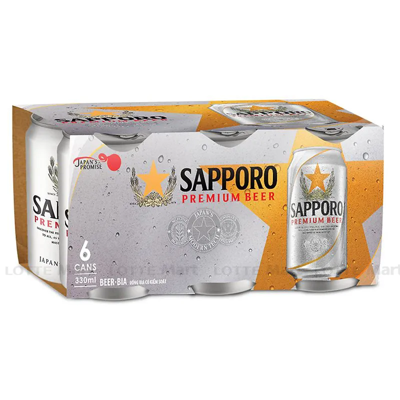 Lốc 6 Lon Bia Sapporo Premium 330ml/Lon