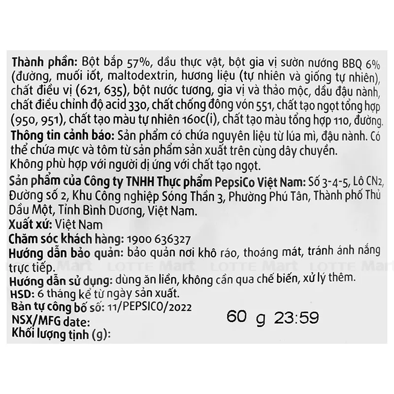 Snack Poca Que Giòn Vị Sườn Nướng BBQ Gói 60g