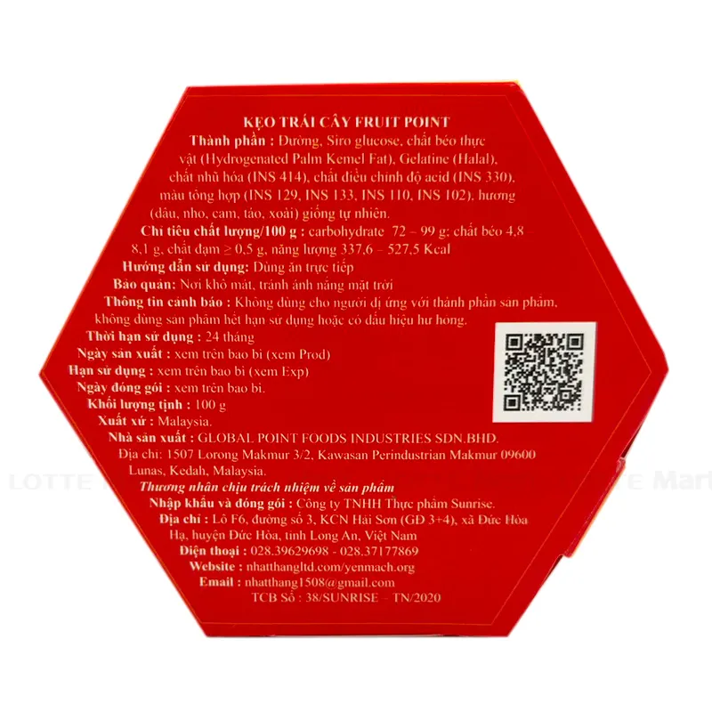 Kẹo Fruit Point Hương Trái Cây Hộp 100G