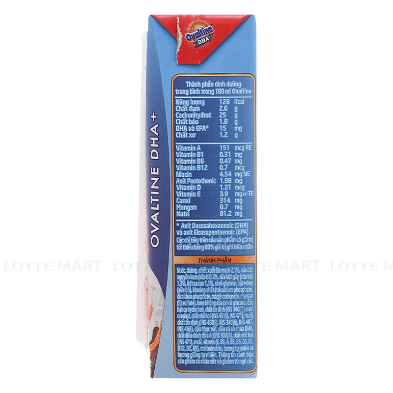 Thức Uống Lúa Mạch Ovaltine DHA Plus Lốc 4 Hộp 180ml