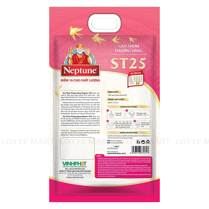 Gạo Dẻo Thơm Đặc Sản ST25 Neptune Túi 5Kg