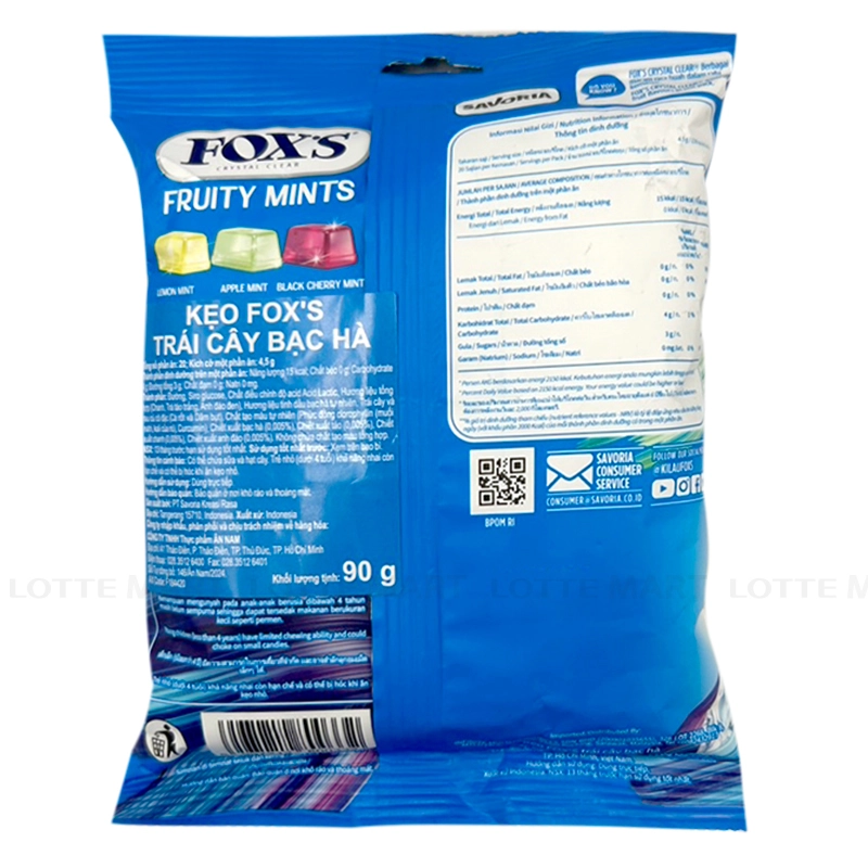 Kẹo Trái Cây Bạc Hà Fox's Gói 90G