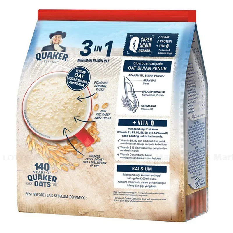Thức Uống Yến Mạch Quaker 3in1 Vị Truyền Thống 420G (15 Gói x 28G)