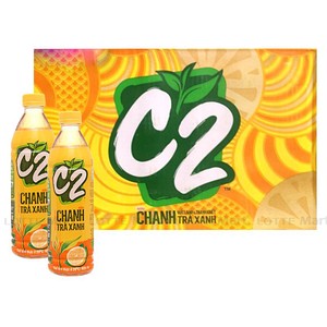 Thùng 24 Chai C2 Trà Xanh Hương Chanh 455ml/Chai