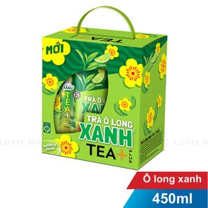 Lốc 6 Chai Trà Ô Long Tea+ Plus Xanh Vị Chanh 450ml